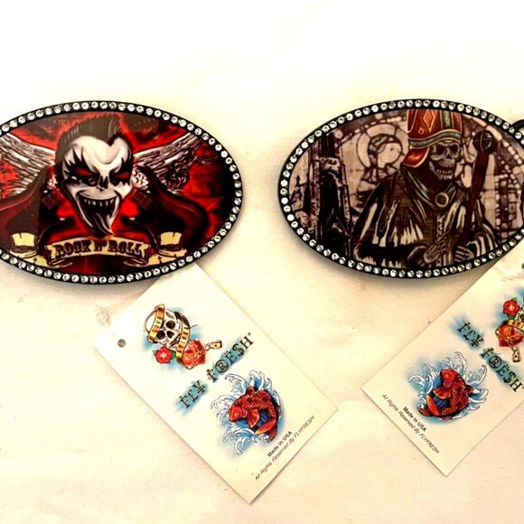 Fly Fresh | Accessories | 2 Gothic Belt Buckles With Rhinestones Skull ...